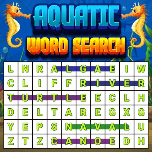 AQUATIC WORD SEARCH - Speel AQUATIC WORD SEARCH op Humoq